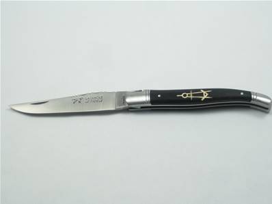 Couteau Laguiole manche ébène motif compas équerre | Au Robinson